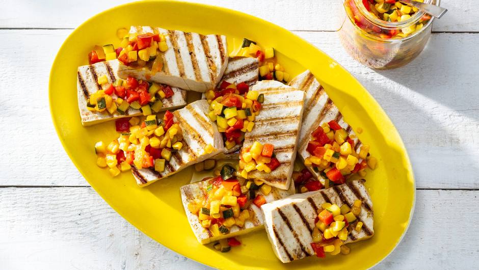 Grilled Tofu with Summer Garden Relish | Stop and Shop