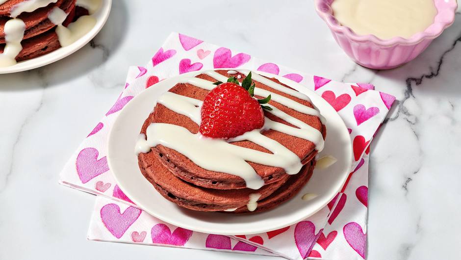 Red Velvet Pancakes with Cream Cheese Glaze | Giant Food